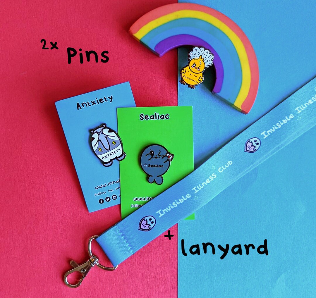 Lanyard and Enamel Pin Bundle Sunflower Lanyard Spoonie Gift Enamel ...