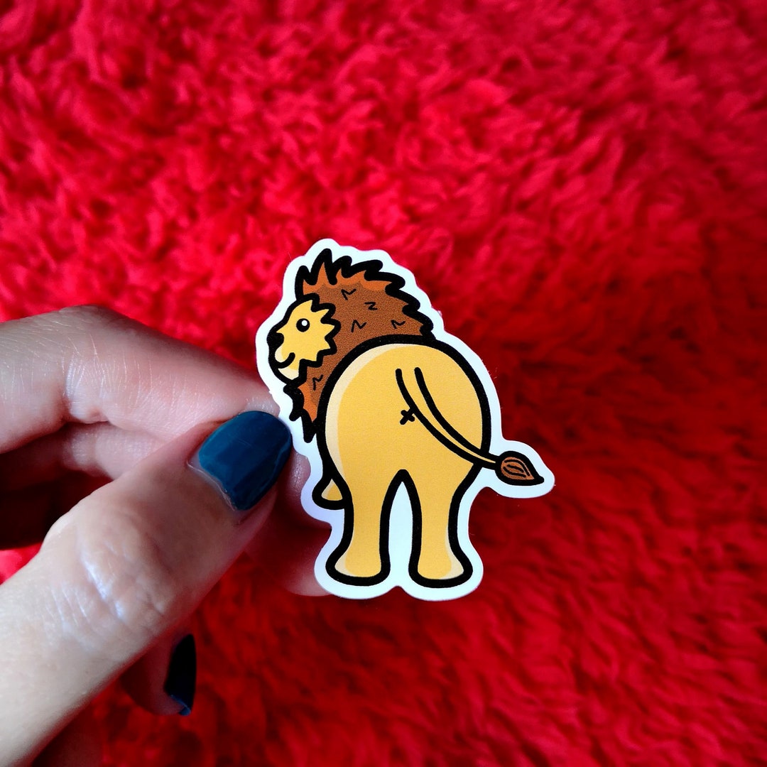 Lion Bum Sticker Vinyl Sticker Cute Sticker Funny - Etsy