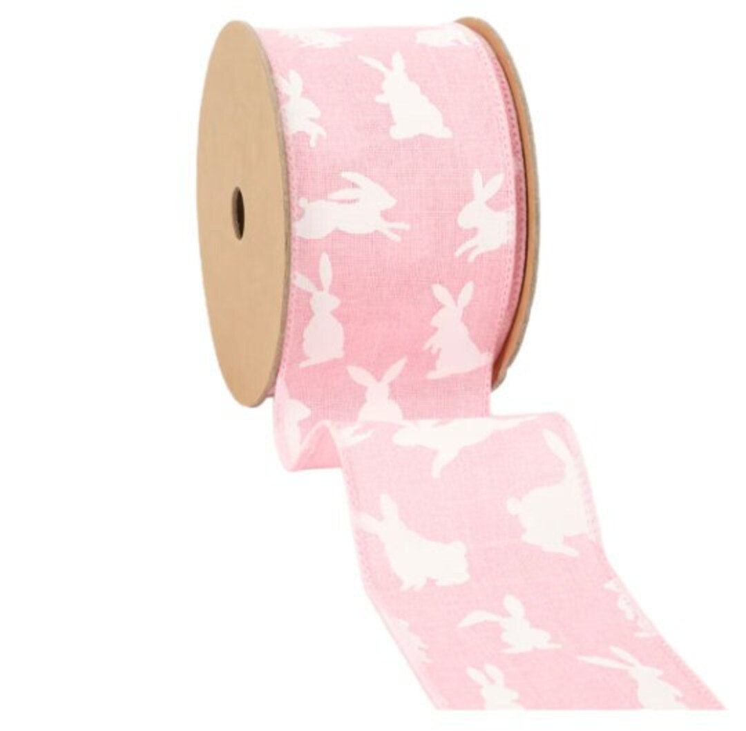 Easter Spring Bunny Rabbit Craft Pink and White Ribbon Wreath Making ...