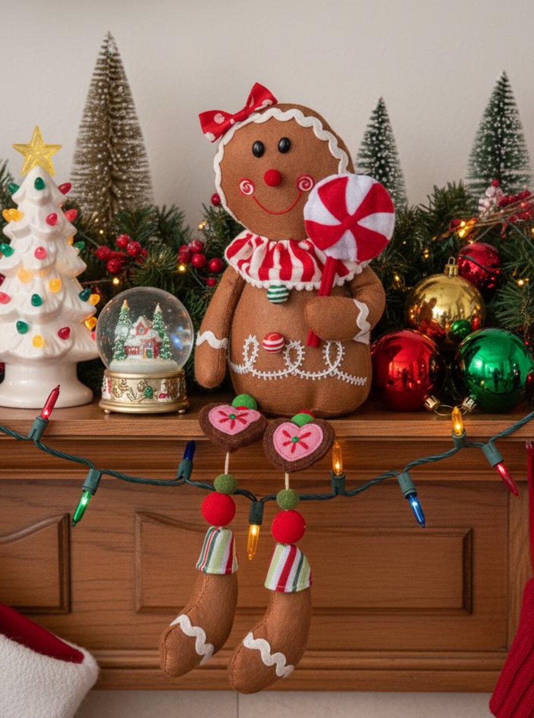 Gingerbread Plush Shelf Sitter Christmas Candyland Shelf Decoration ...