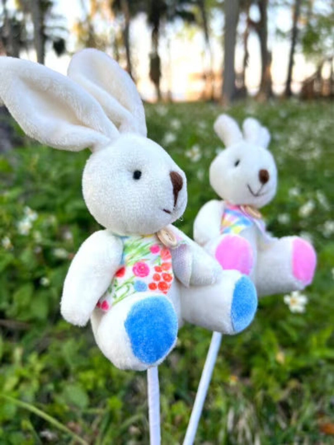 2 Pc Set Bunny Rabbit Plush Picks Easter Decor Holiday Supplies Spring ...