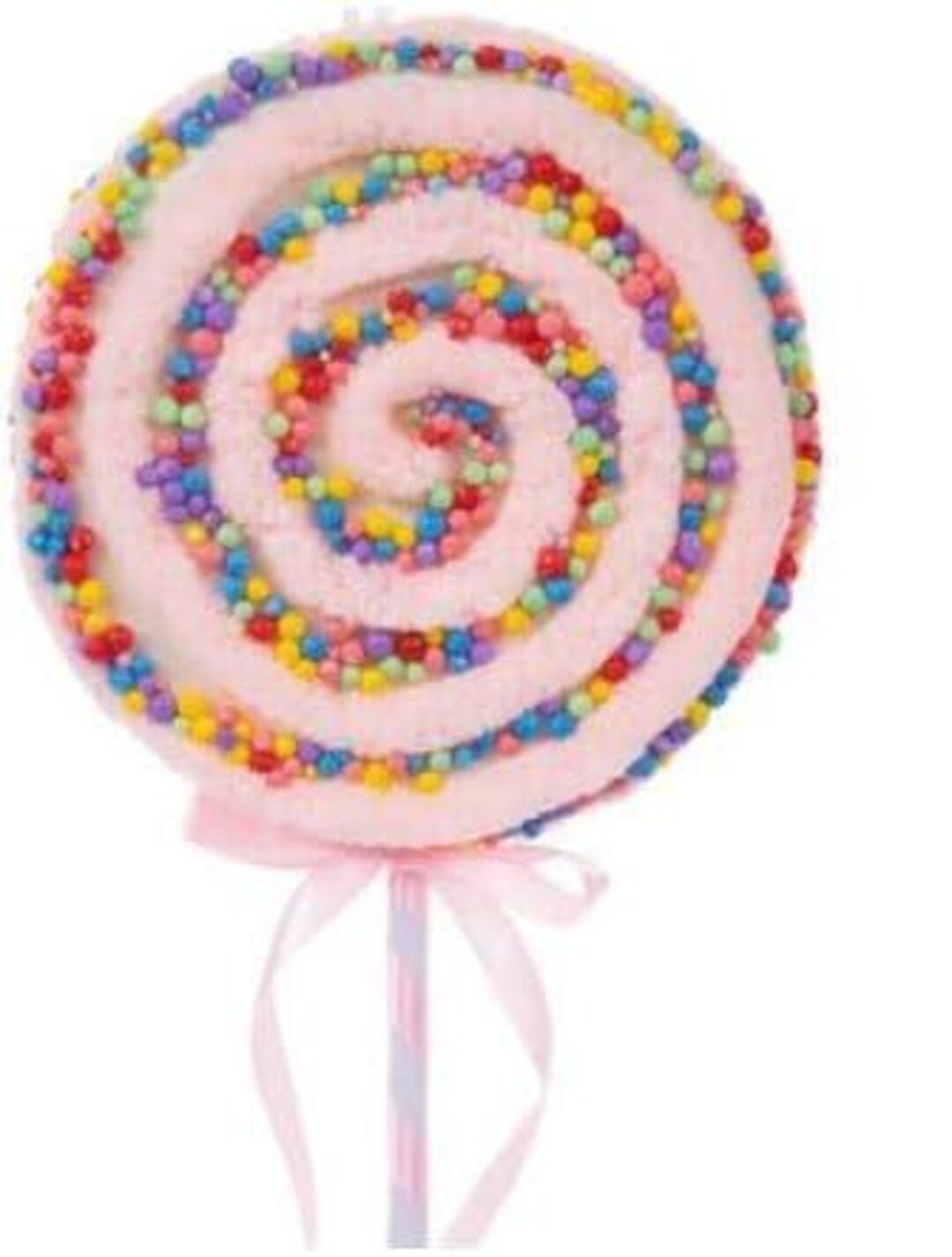 16" Pink Beaded Lollipop Pick Christmas Candy Cane Lane Holiday ...