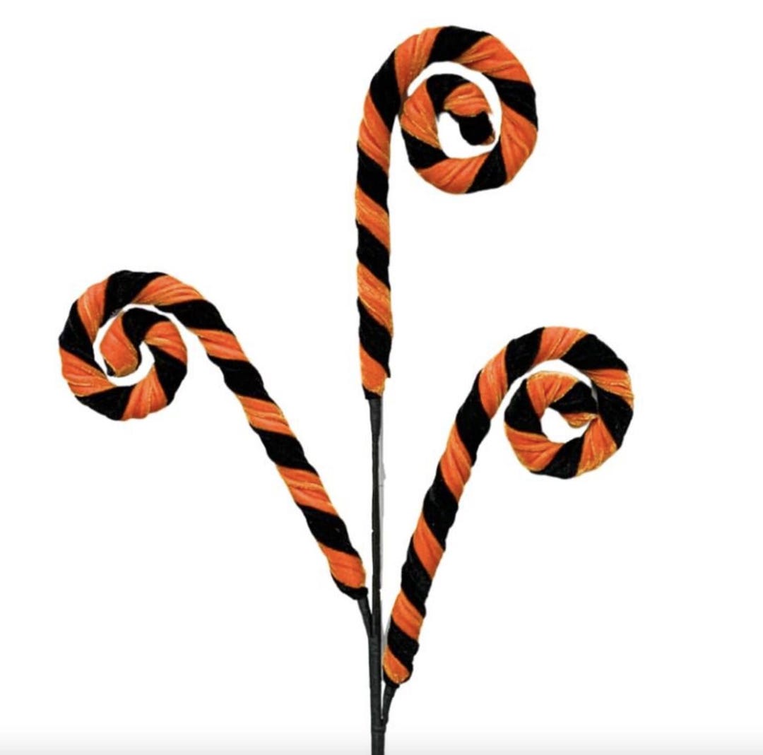 Velvet Whimsy Curl Spray - Black and Orange 28" Halloween Wreath Tree ...