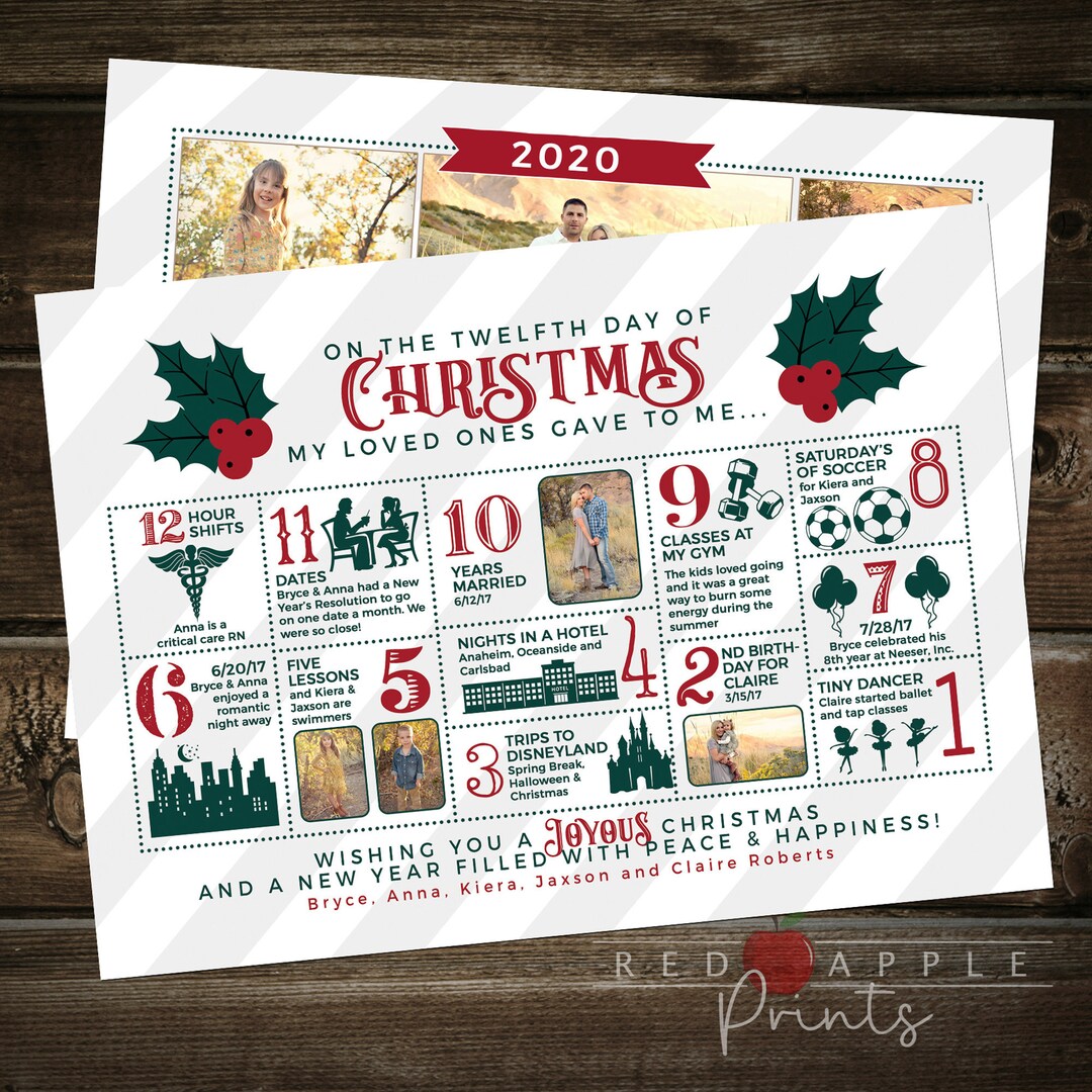 Twelve Days of Christmas Card | Infographic - Etsy