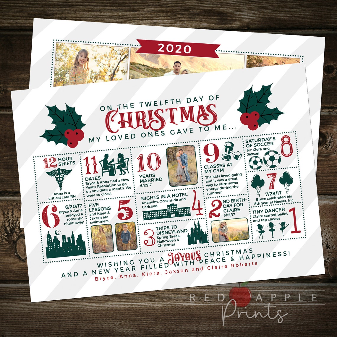 Twelve Days of Christmas Card Infographic - Etsy