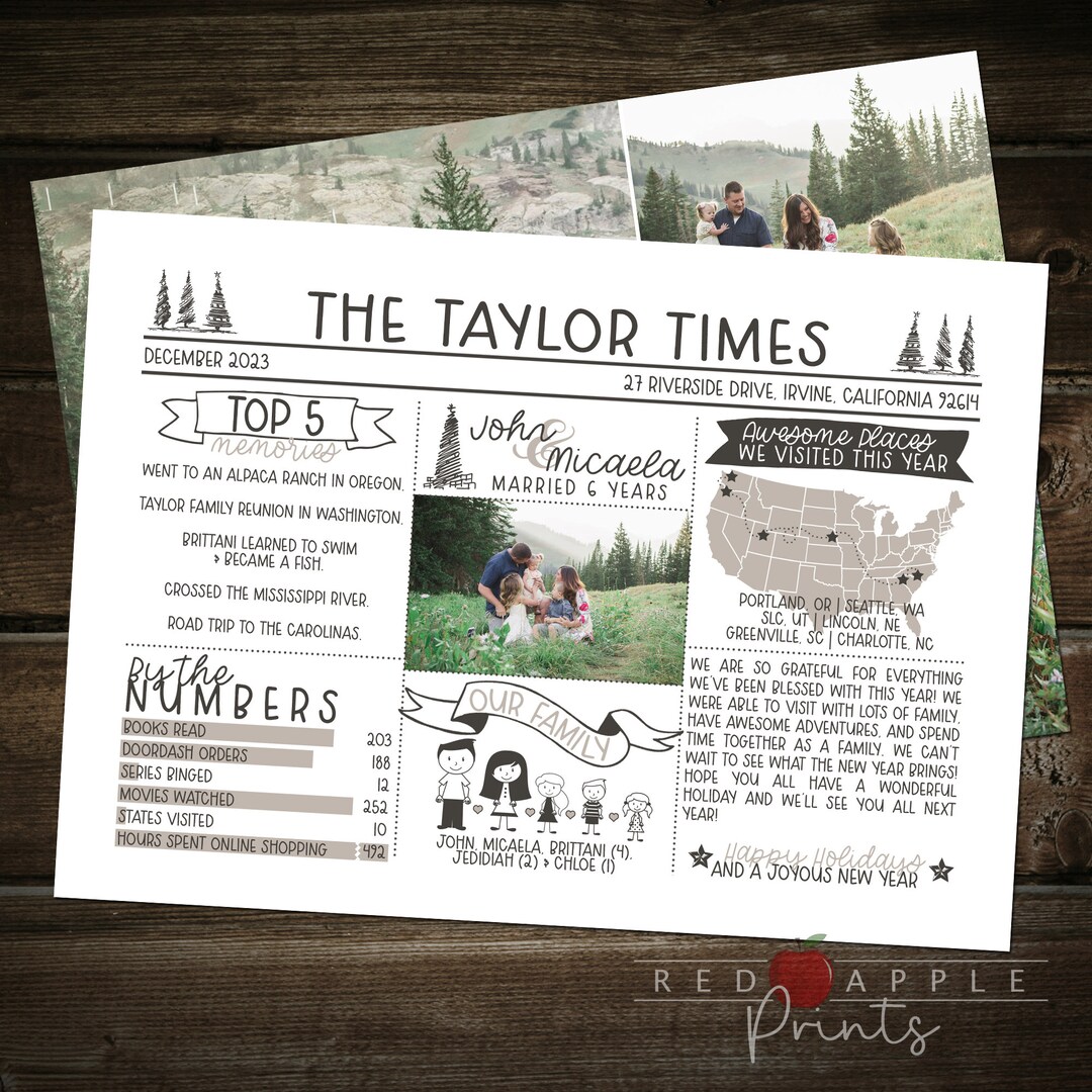 Christmas Newsletter Card | Hand Drawn - Etsy