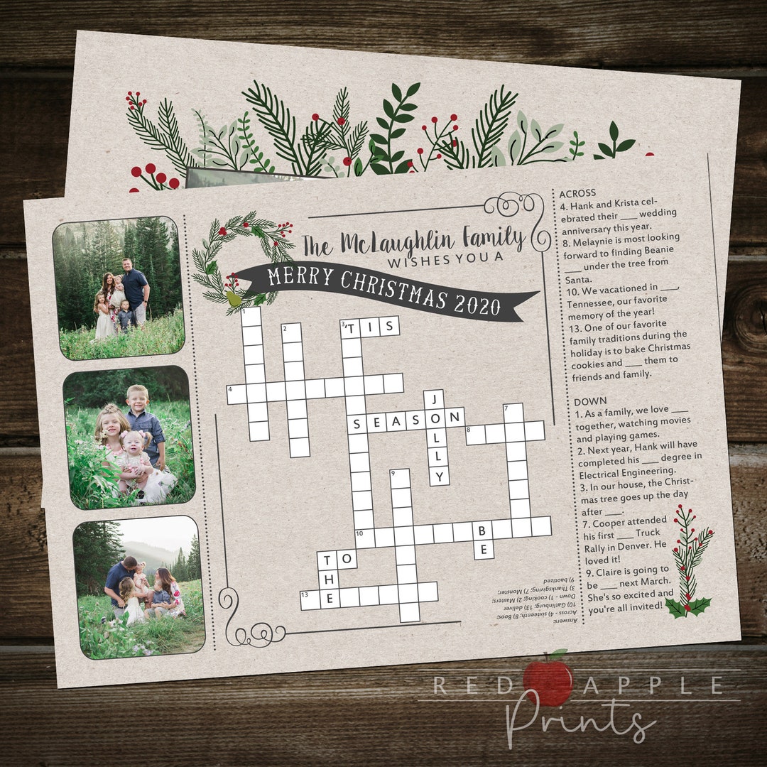 Crossword Puzzle Christmas Card - Etsy