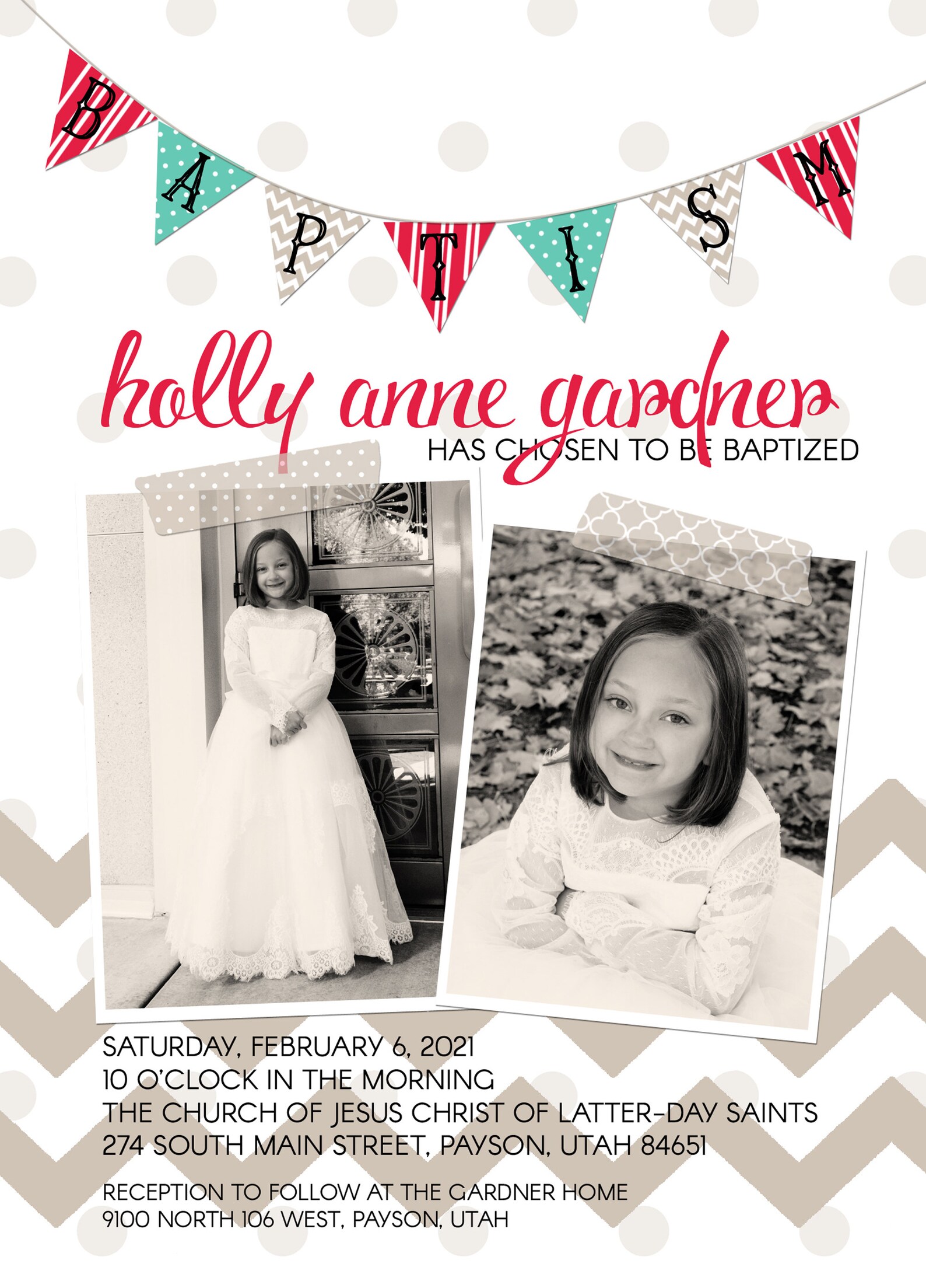 HOLLY LDS Baptism Announcement | Etsy