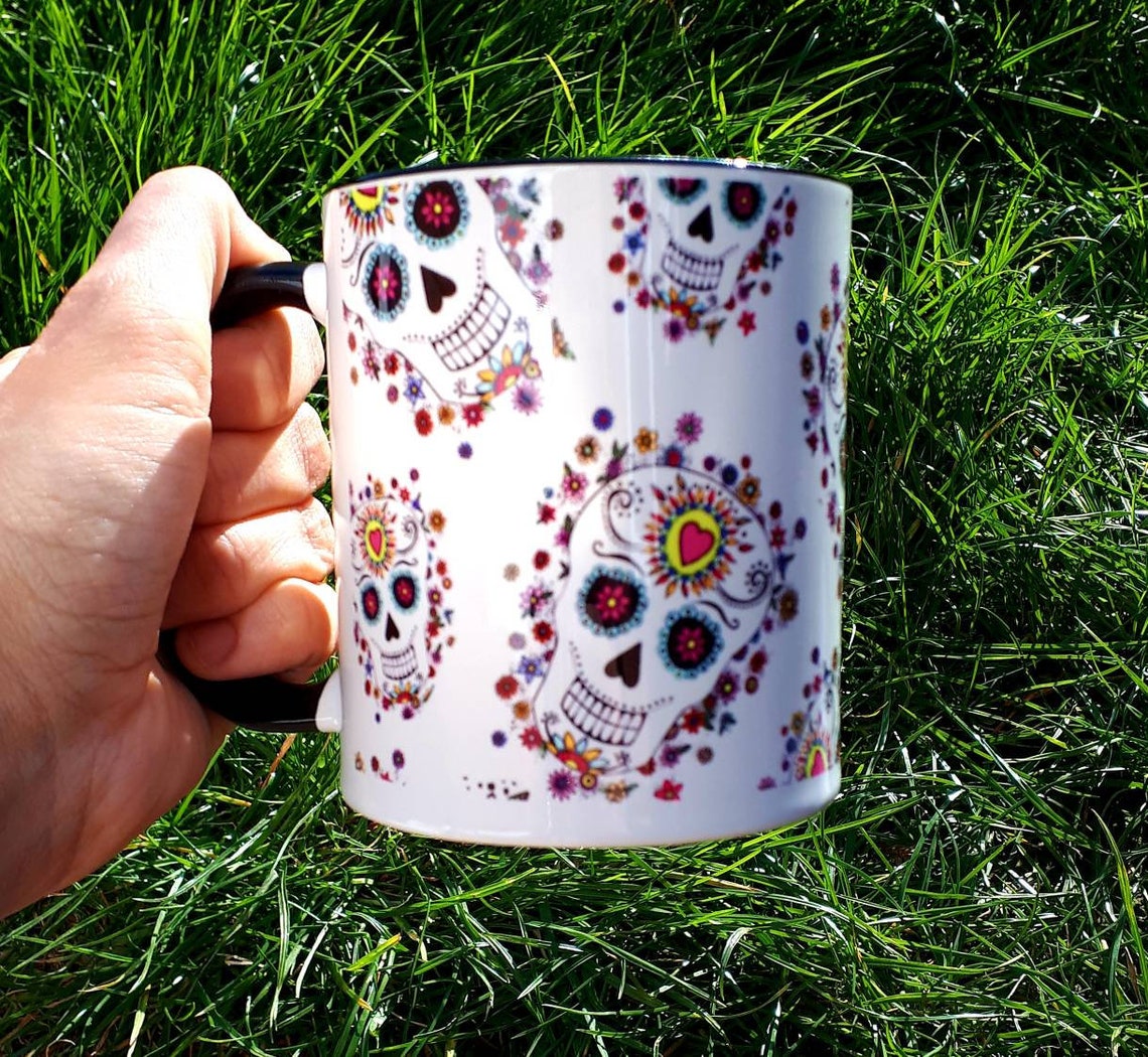 Sugar Skull Mug Day of the Dead Mug Mexican Sugar - Etsy