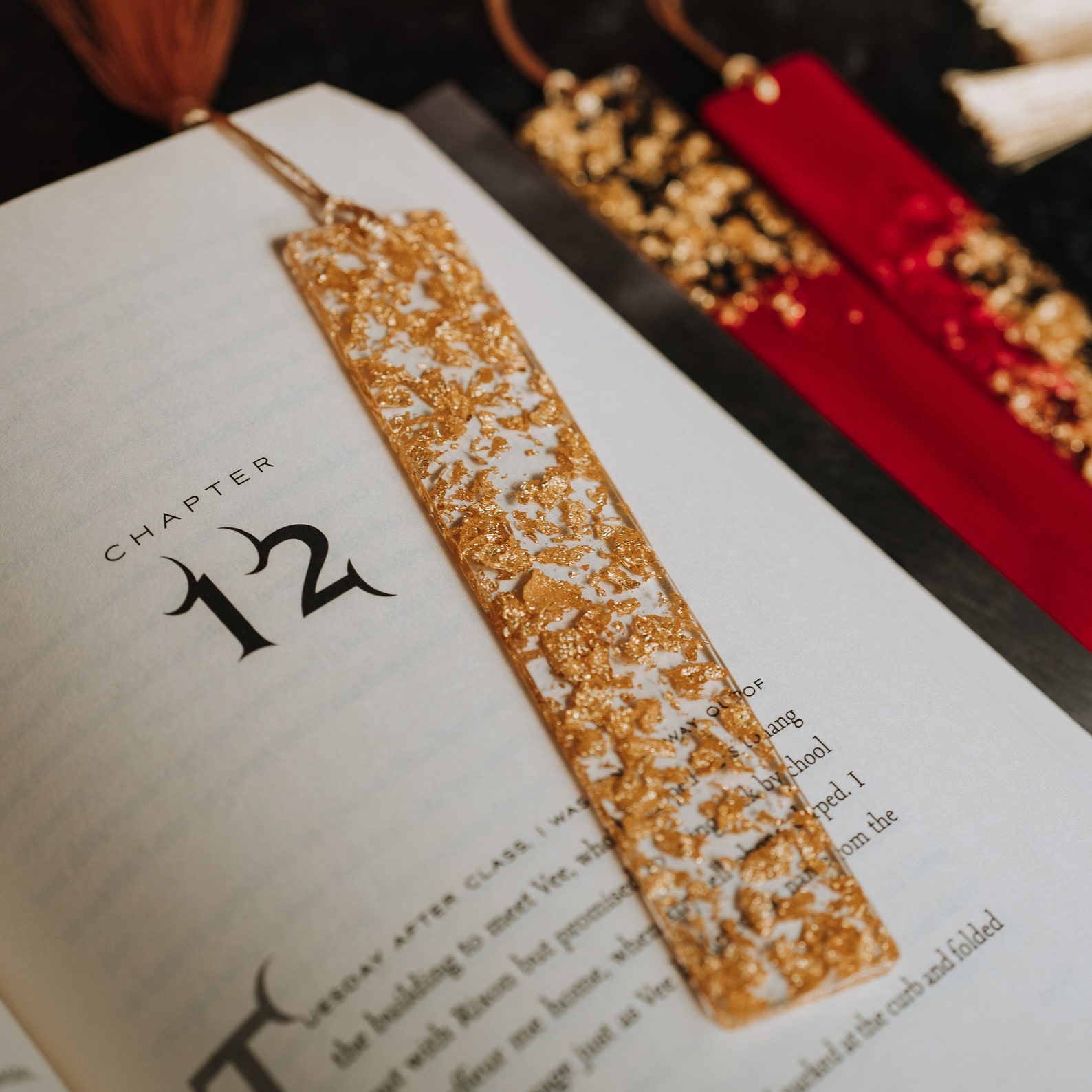 Red & Gold Resin Bookmark - Etsy