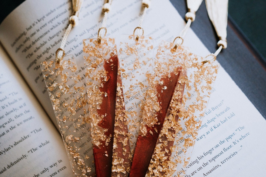 Red & Gold Resin Bookmark - Etsy