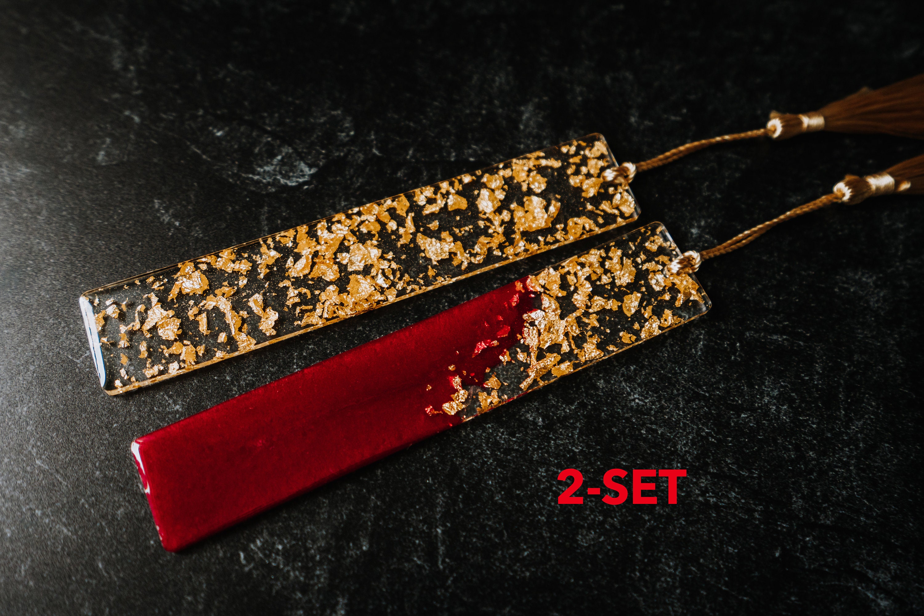 Red & Gold Resin Bookmark | Etsy