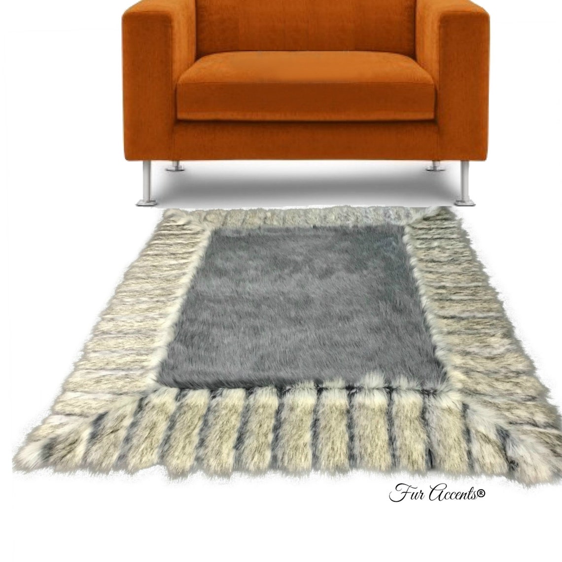 Faux Fur Throw Area Rug Shag Rug with Beautiful Ribbed Fox | Etsy