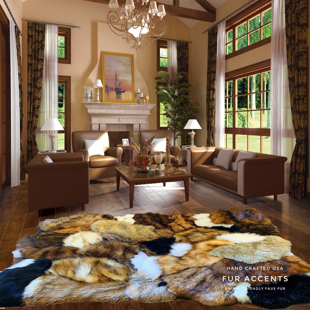 Fur Wall Hanging Art, Patchwork Pieced Fur Rug, 100% Animal Friendly ...