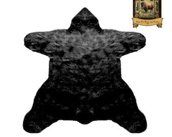 Bear Skin Throw Blanket, Rug With Coyote, Wolf Tails Fringe, Realistic ...