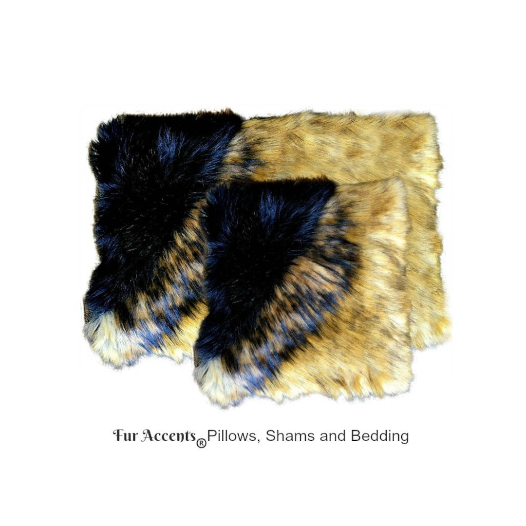Plush Faux Fur Pillow Sham – Black, Gold, and Brown Wolf, USA Made - Etsy