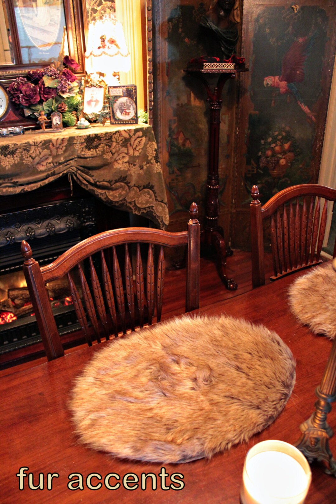 Faux Fur Bear Skin Placemat, Accent Table Rug, Wolf Hide 14x20 - Etsy