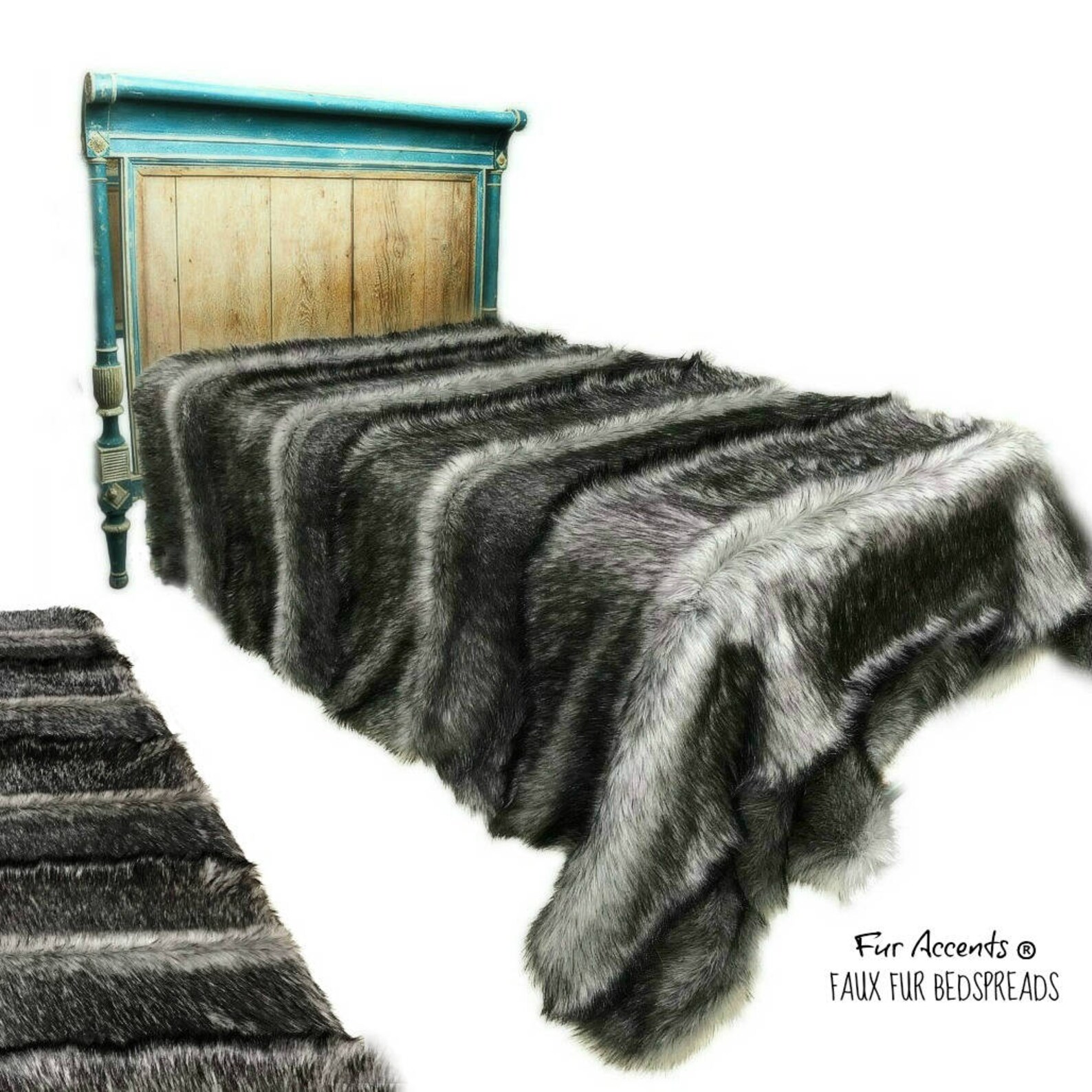 Plush Faux Fur Bedspread Gray Wolf Pieced Fur Designer - Etsy