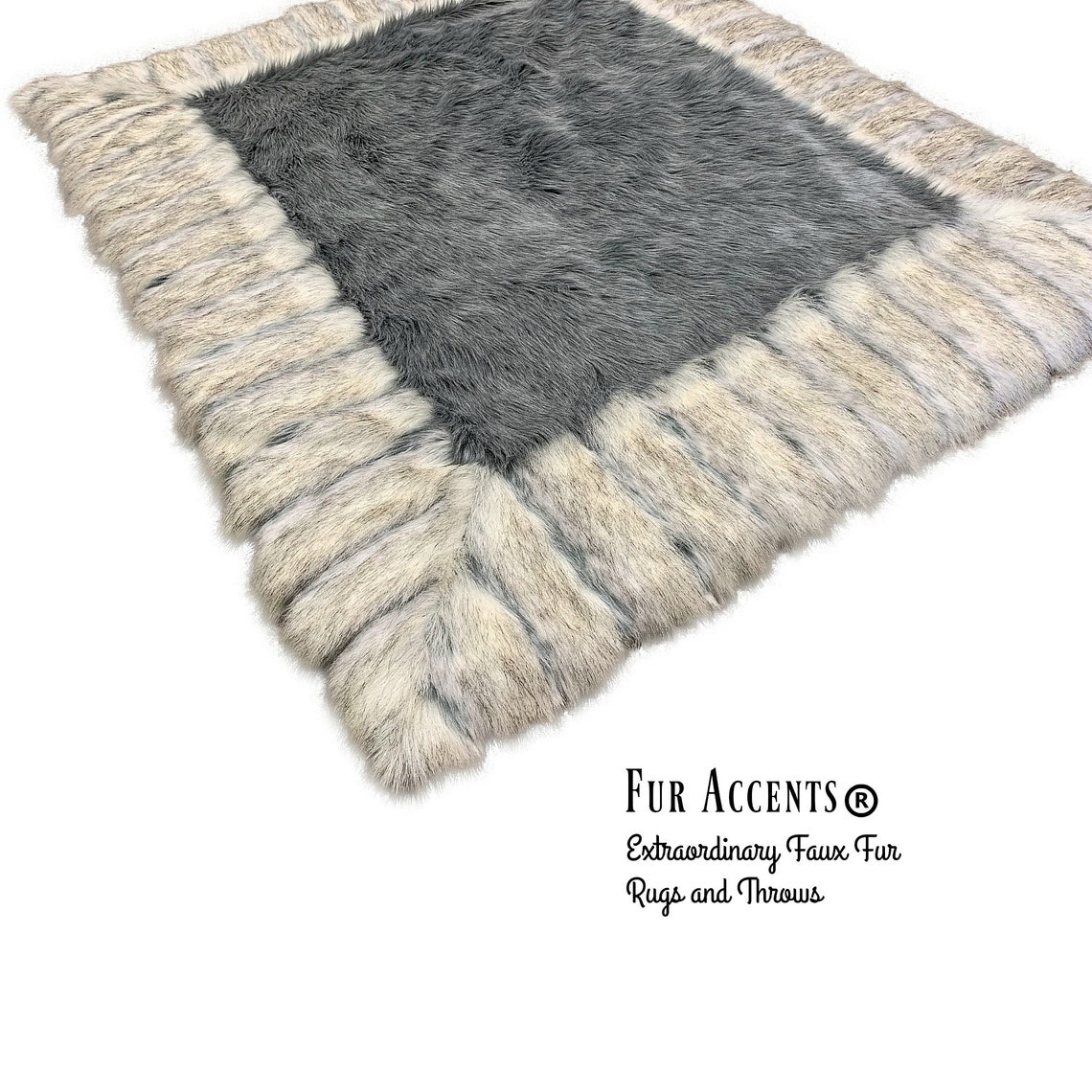 Plush Faux Fur Throw Area Rug - Black Brown OR Gray Shag Bear With ...