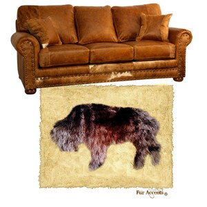 Plush Faux Fur Area Rug - Standing Buffalo Art Rug - Rectangle - Hand ...