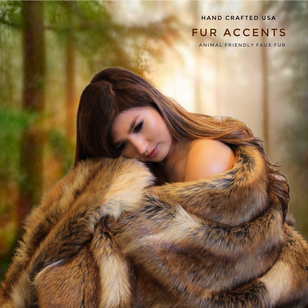 Plush Faux Fur Throw Blanket, Bedspread, Soft Brown Toned Fox - Luxury ...