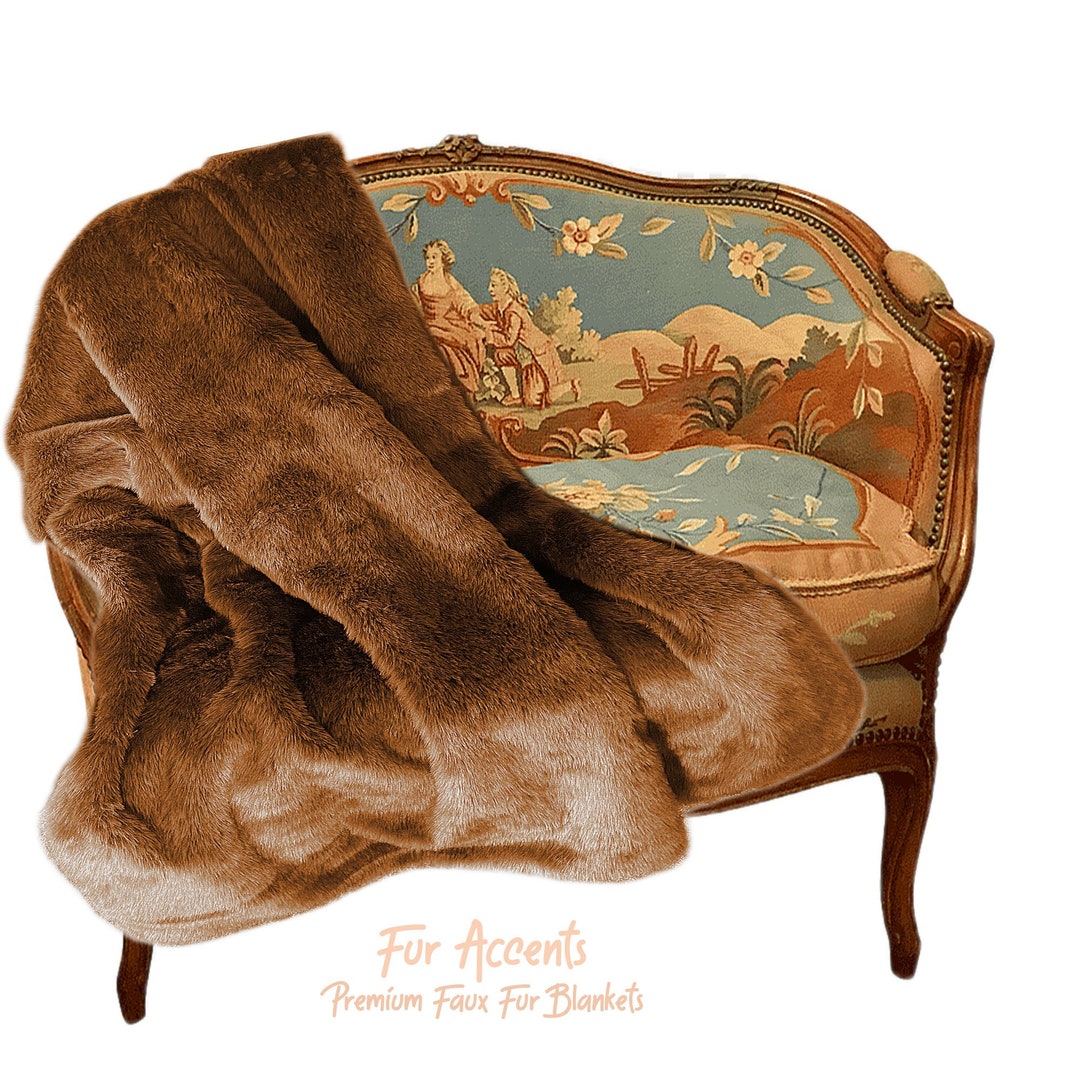 Faux Fur Bedspread, Brown Bear Skin, Designer Throw Blanket, Bedding by ...