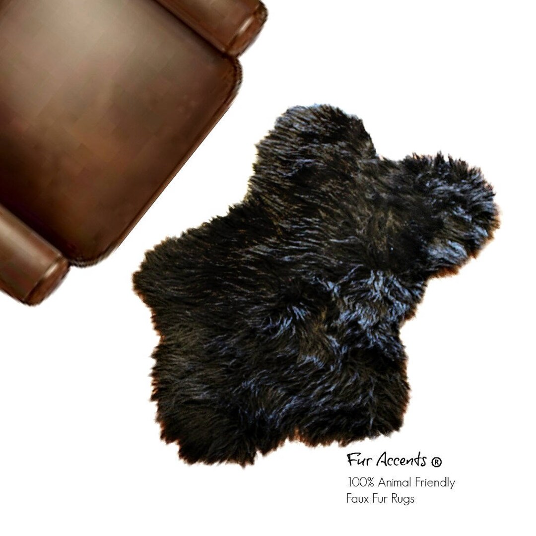 Plush Faux Fur Sheepskin Area Rug - Luxury Fur Black, Brown, White of ...