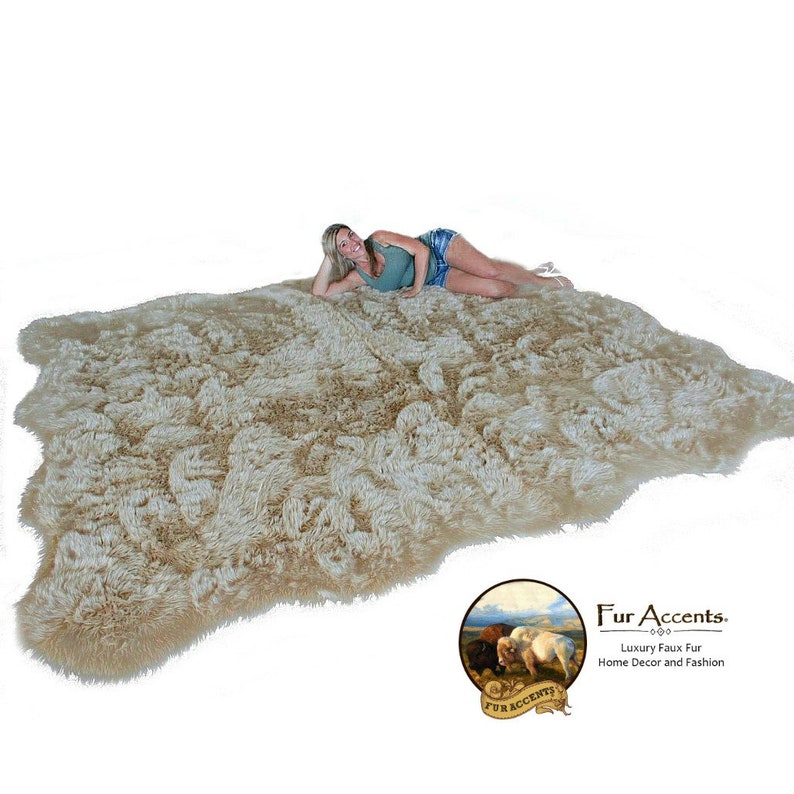 Large Plush Faux Fur Area Rug Luxury Fur Soft Thick Tan - Etsy