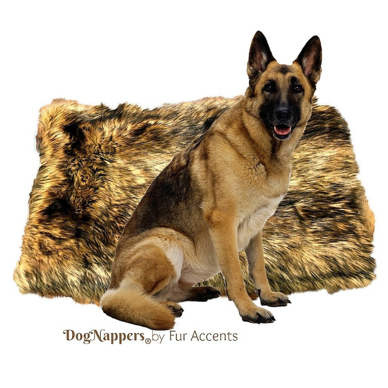 Shaggy Soft Golden Brown Wolf Faux Fur Dognapper Dog Bed Cat - Etsy
