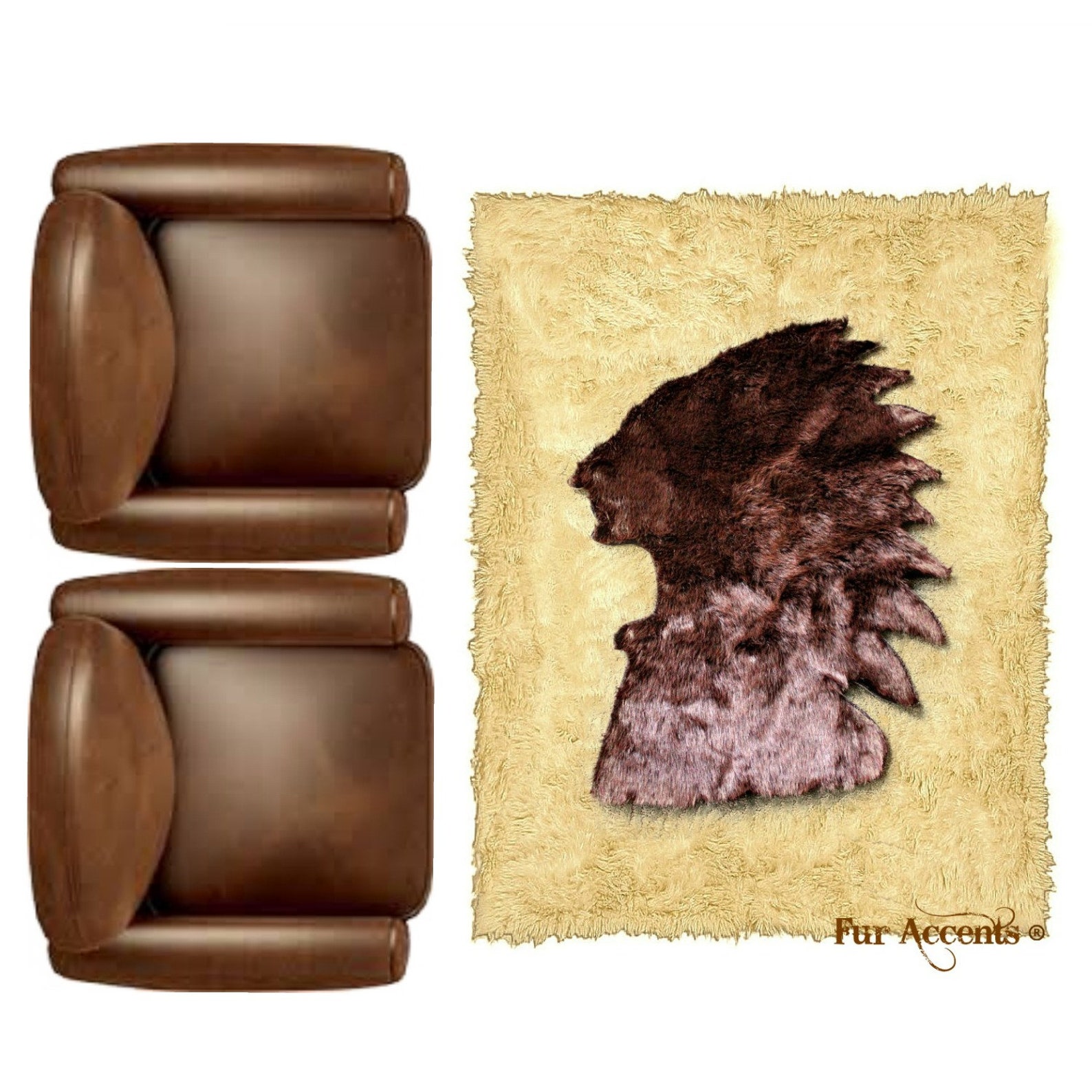 Faux Fur Area Rug – American Indian Head Art, Hand Sewn - Etsy