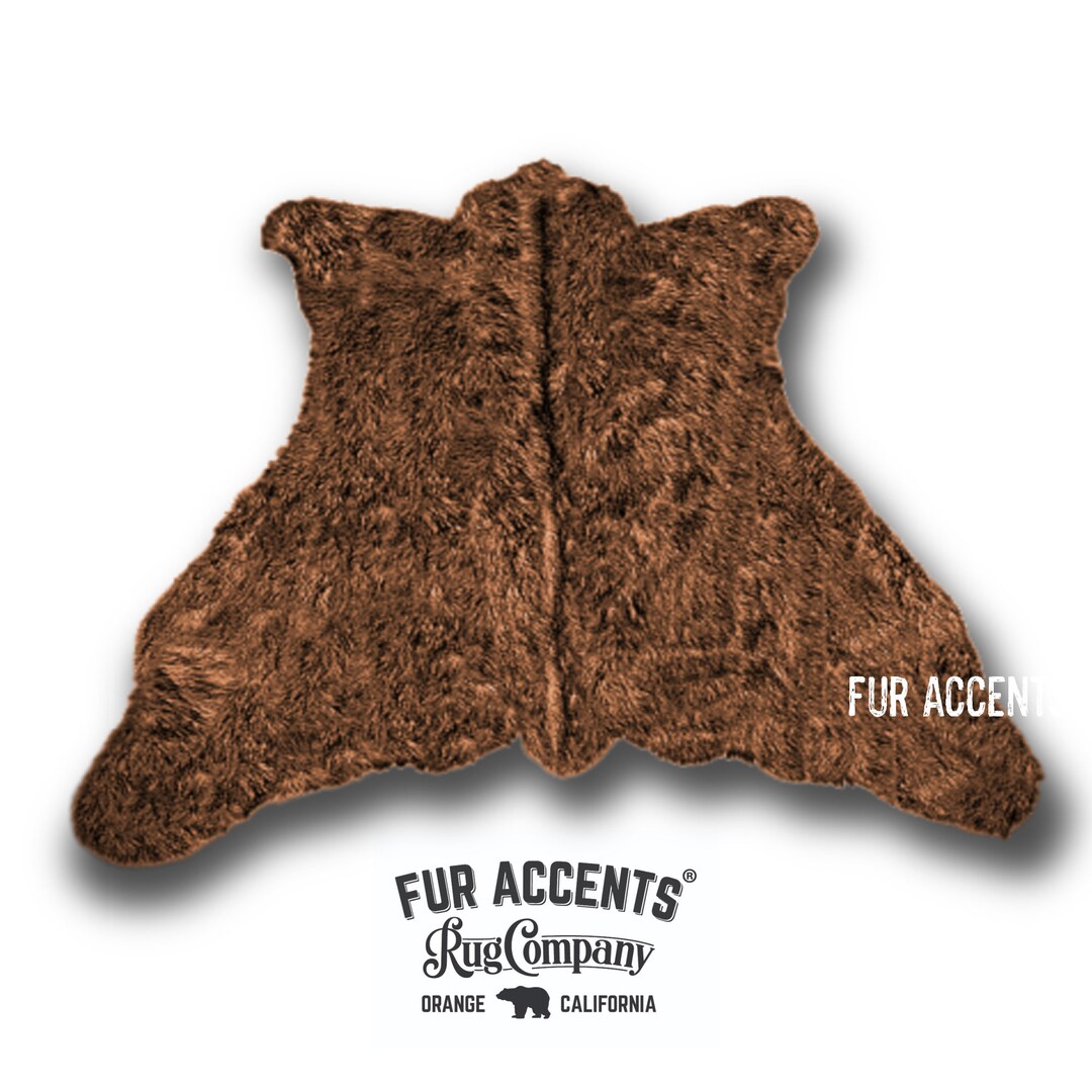 Bear Skin Rug. Realistic. Golden Wolf Faux Fur. Area Rug. Lodge Cabin ...