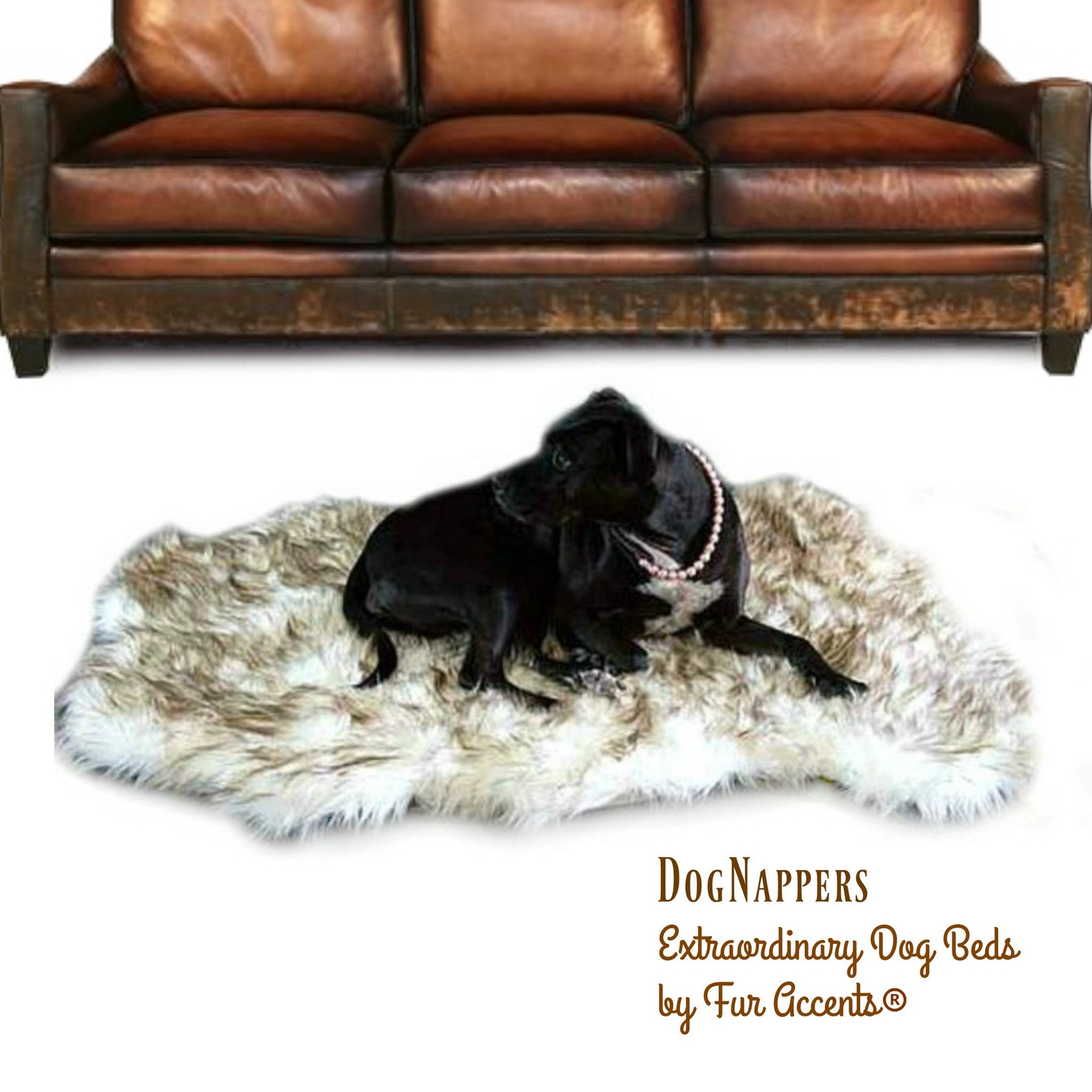 Shaggy Soft Golden Brown Tip Pelt Faux Fur Dognapper Dog Bed | Etsy