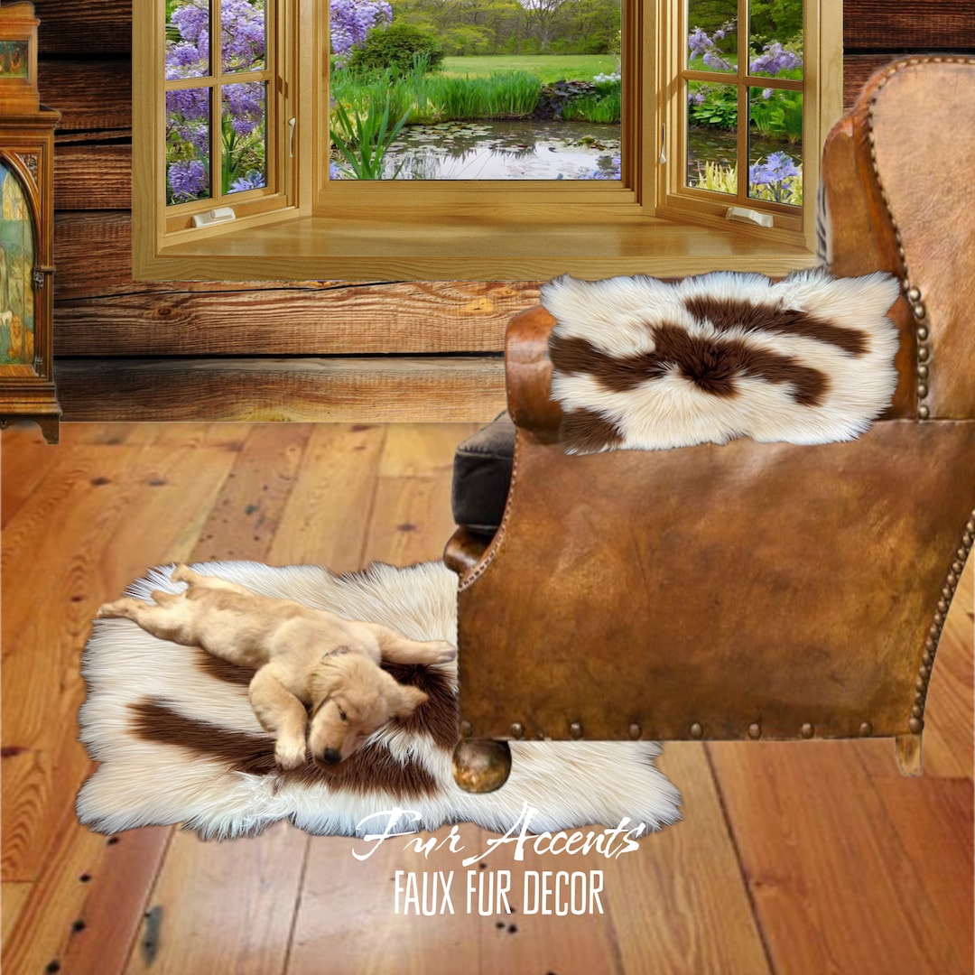 Faux Fur Spotted Sheepskin, Sofa Arm Cover, Headrest Protector, Doily ...