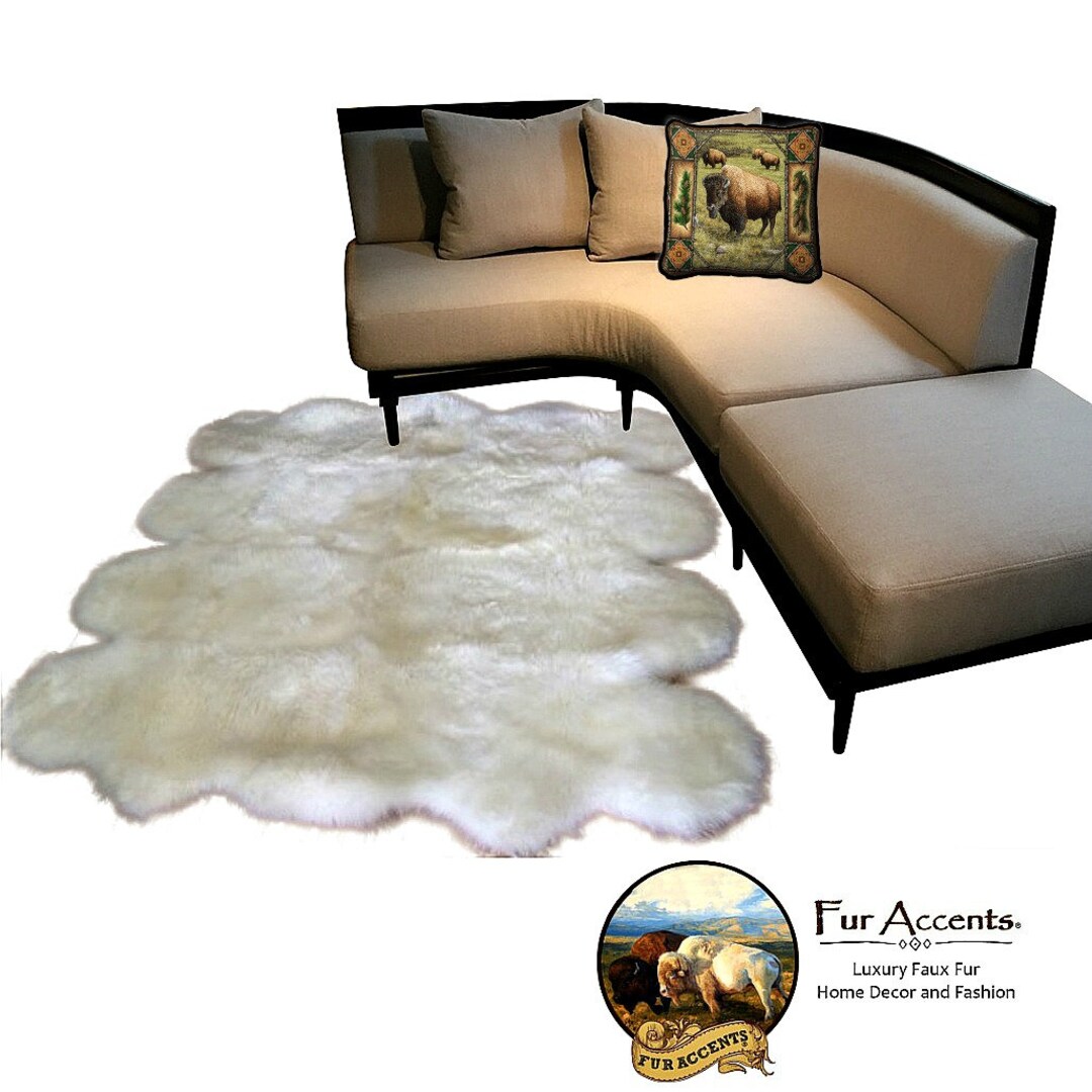 Large Plush Faux Fur Area Rug - Luxury Fur Soft, Thick White Shaggy ...