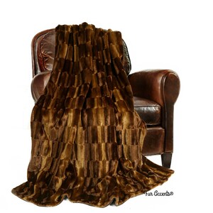 Plush Faux Fur Throw Blanket, Soft Brown Minky Cuddle Rabbit, Beaver ...