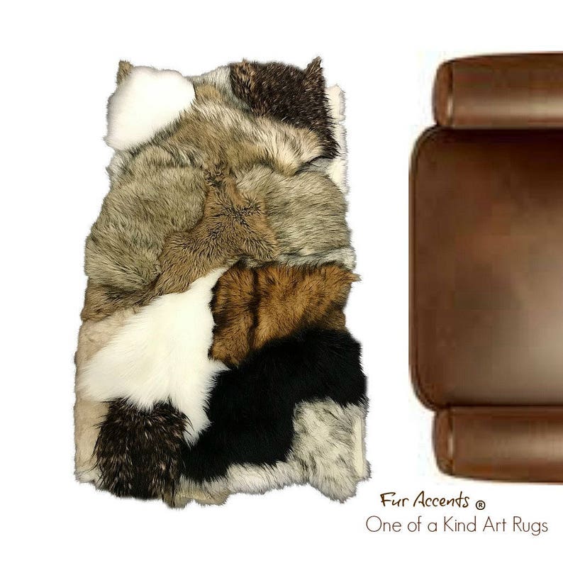 Fur Rug Patchwork Pieced Fur 100% Animal Friendly Sumptuous | Etsy