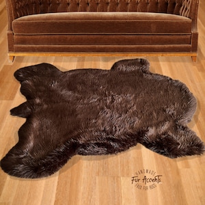 Plains Buffalo Hide, Bear Skin Area Rug. Soft Plush Faux Fur ...