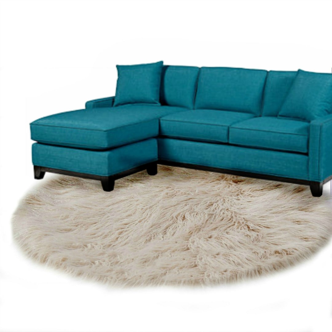 Plush Faux Fur Area Rug - Round Shaggy Shag - Sheepskin - Round Shape ...