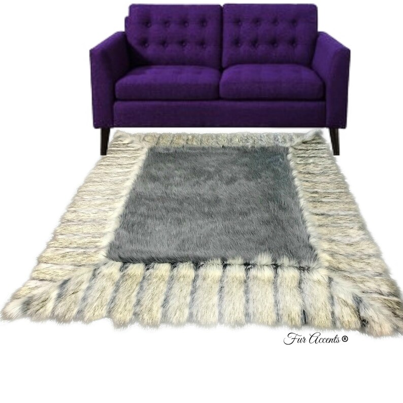 Faux Fur Throw Area Rug Shag Rug With Beautiful Ribbed Fox - Etsy