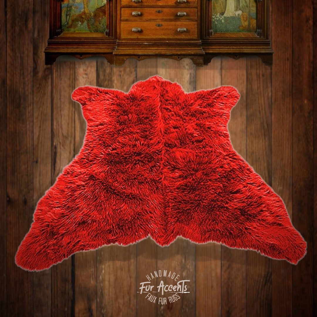 Bear Skin Rug. Realistic, Faux Fur. Area Rug. Lodge Cabin. Throw Rug ...