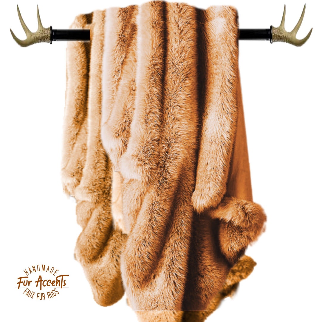 Faux Fur Bedspread, Throw Blanket, Tip Dyed Red Fox Fur, Soft Bedding ...