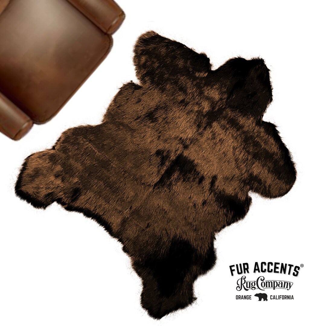 Bear Skin Rug. Realistic. Faux Fur. Area Rug. Lodge Cabin. Throw Rug ...