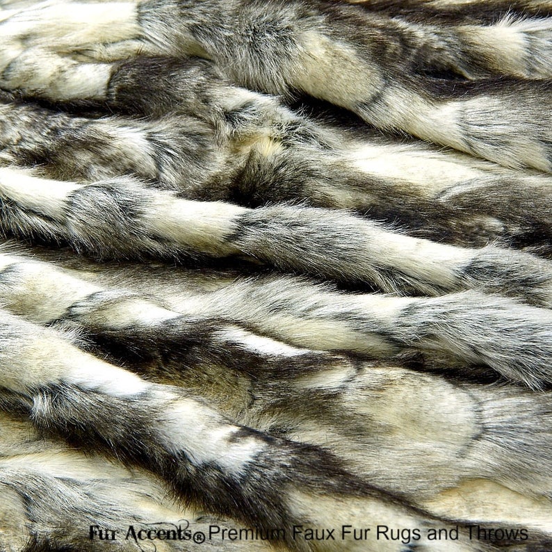 Plush Faux Fur Throw Blanketblack Gray Exotic Rabbit - Etsy