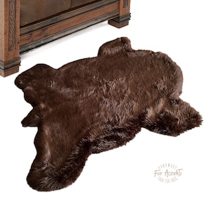 Plains Buffalo Hide, Bear Skin Area Rug. Soft Plush Faux Fur ...