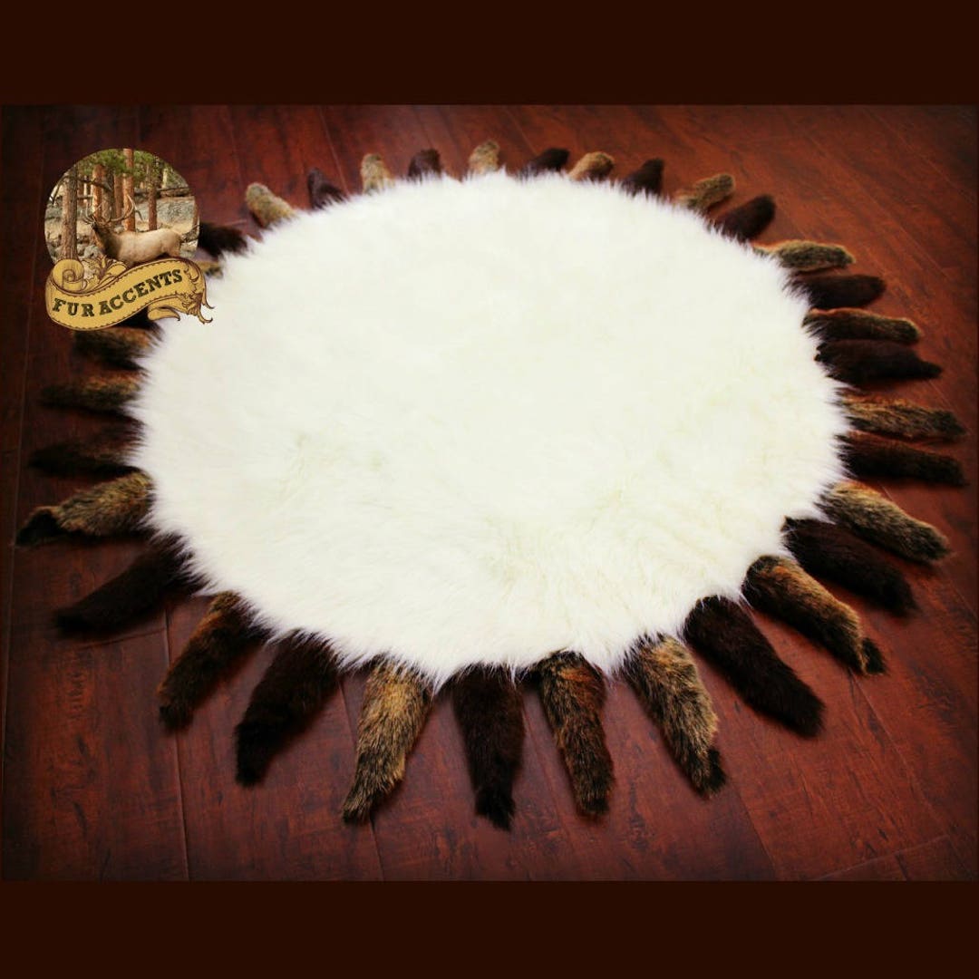Plush Faux Fur Round Area Rug Luxury Fur Soft Shaggy Bear Skin - Etsy