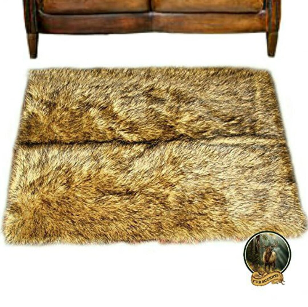 Plush Faux Fur Area Rug - Wolf - Coyote - Bear Skin - Sheepskin ...