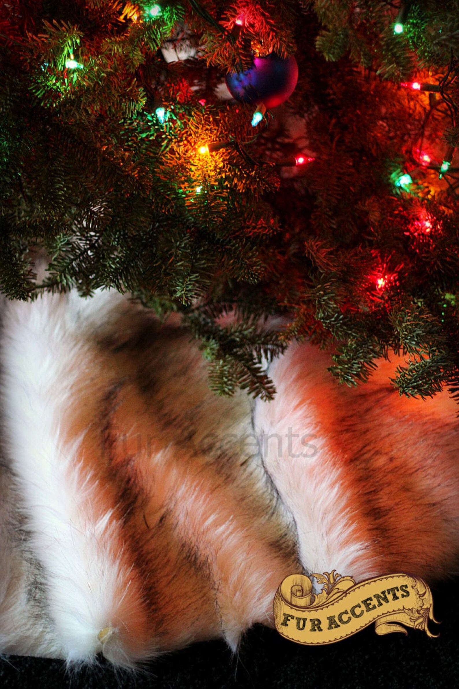 Classic Faux Fur Christmas Tree Skirt - Shaggy Shag Faux Sheepskin ...