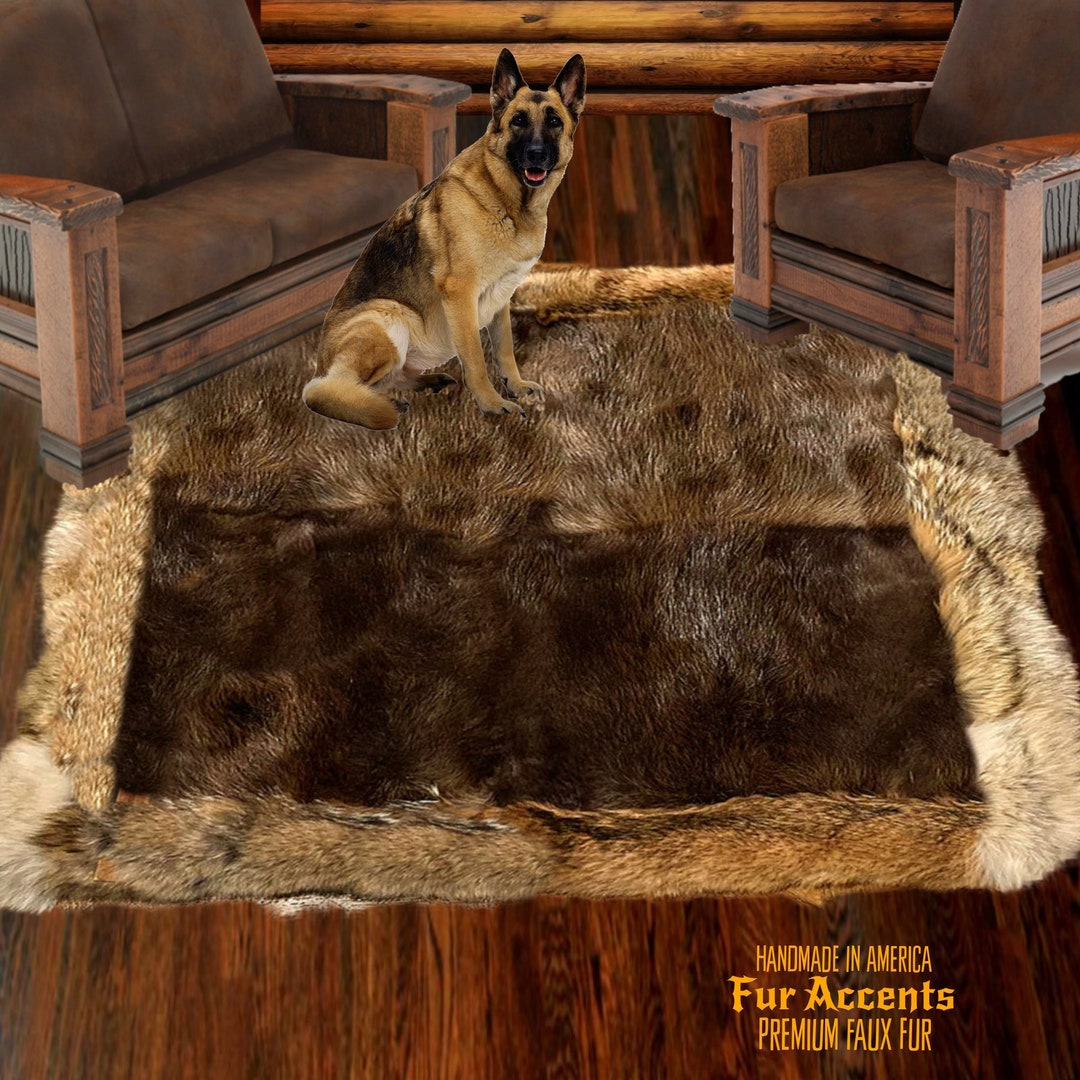 Plush Faux Fur Carpet, Pelt Rug - Brown Bear Field or Black Bear With ...