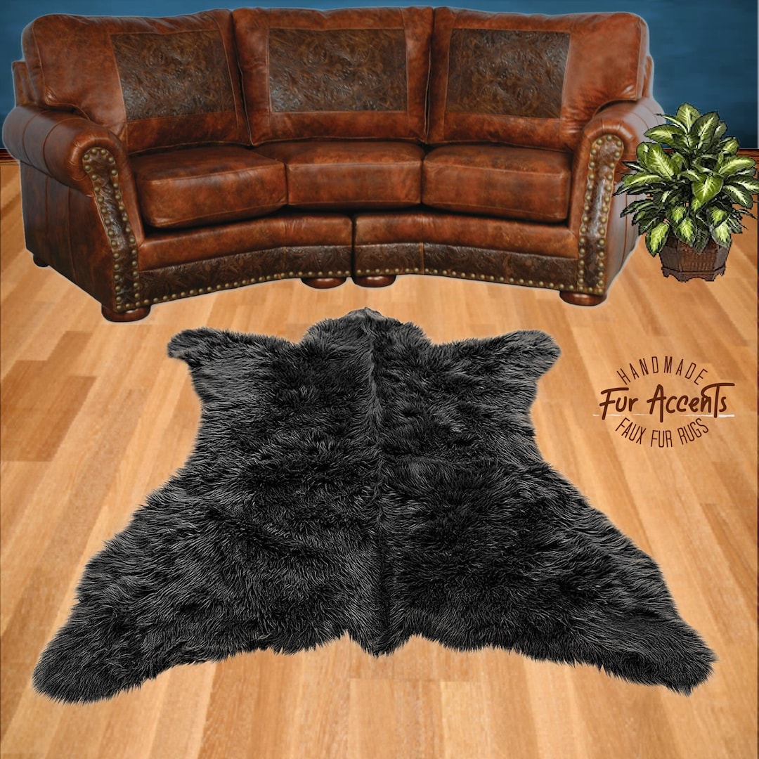 Bear Skin Rug. Realistic. Faux Fur. Area Rug. Lodge Cabin. Throw Rug ...