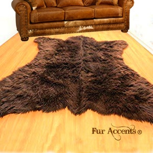 Brown Bear Skin Rug. Realistic. Faux Fur. Area Rug. Lodge Cabin. Throw ...